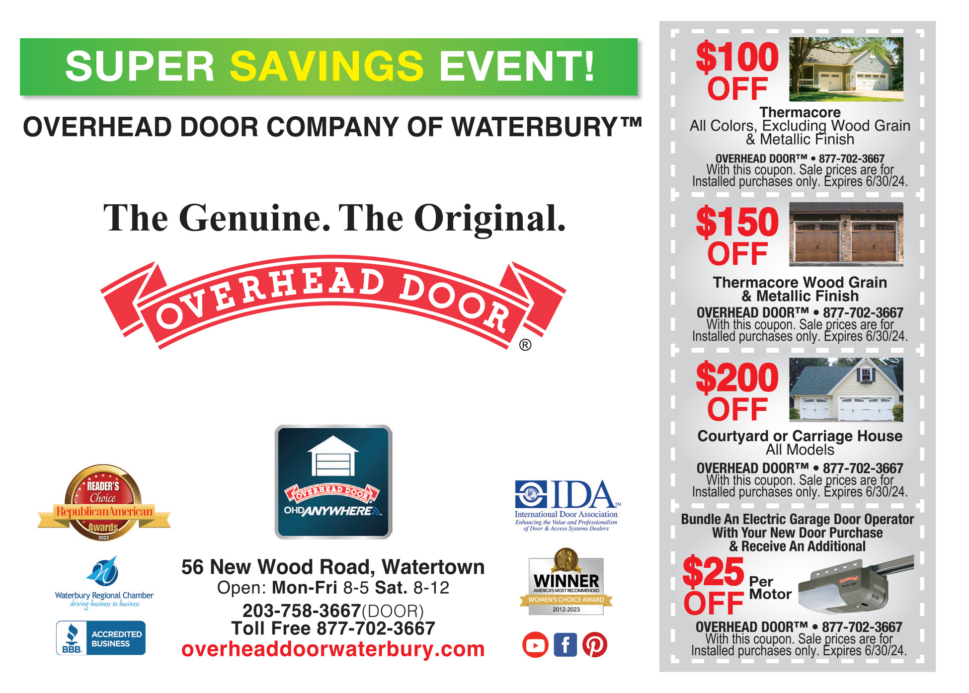 Promotions - Overhead Door Company of Waterbury™